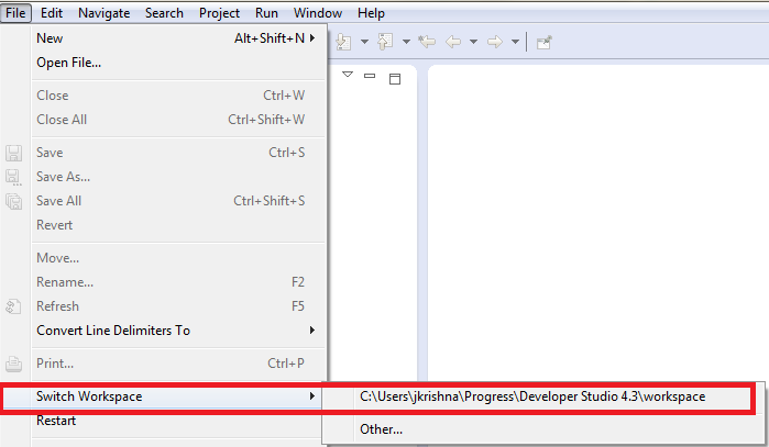 How to switch to a new workspace or switch between workspaces in Corticon Studio ? - Progress ...