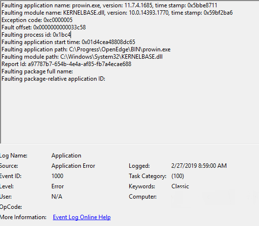 Data Dictionary session is crashing when updating schema image - Progress Community