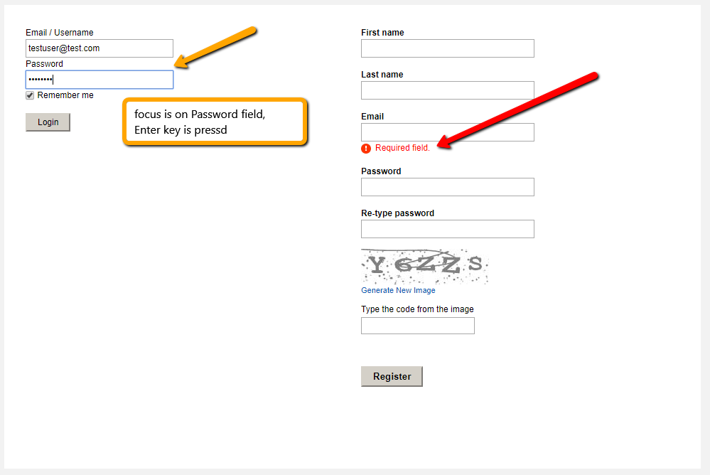 When having login control and other forms on a page, pressing enter on ...
