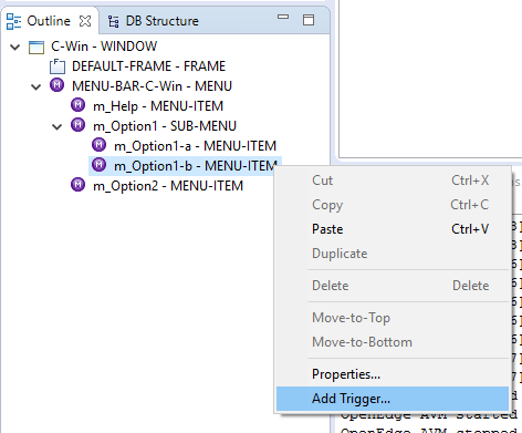 How to add menu trigger code in the OpenEdge Developer Studio AppBuilder perspective? - Progress ...