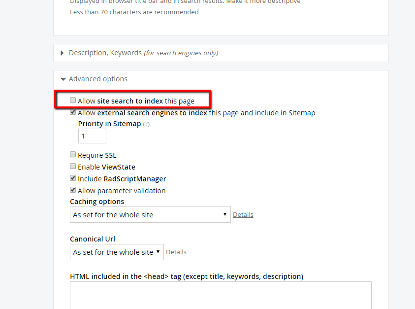 How to exclude a Page from the Search Index - Progress Community