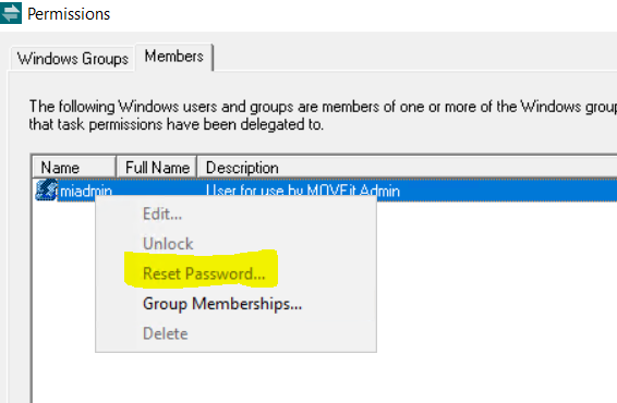 Unable To Reset Miadmin Account In Moveit Automation Admin Console