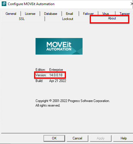 Upgrading to MOVEit Automation 14.0.1 did not update the version number. - Progress Community
