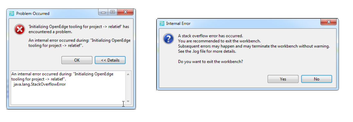 Pdsoe Is Crashing On Startup With An Internal Error Occurred During Initializing Openedge
