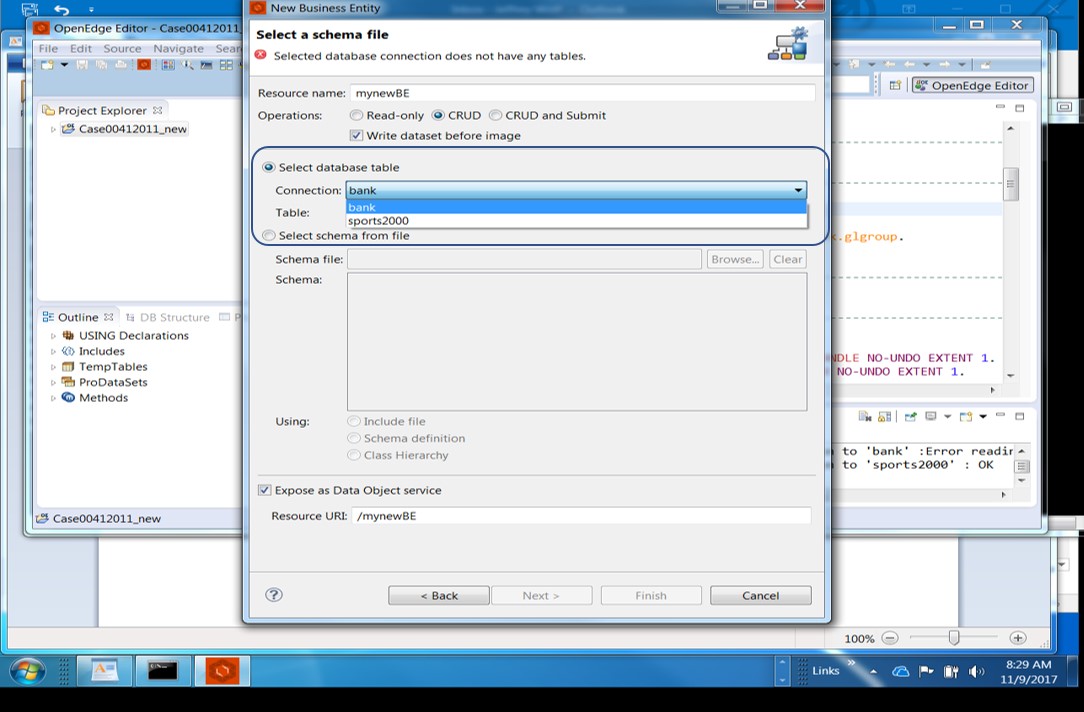 Select Schema File Form Shows Wrong Database Tables Progress Community 1408