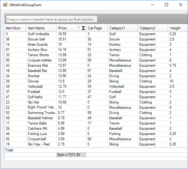 How To Display A Grand Total For An Ultragrid Column Progress Community