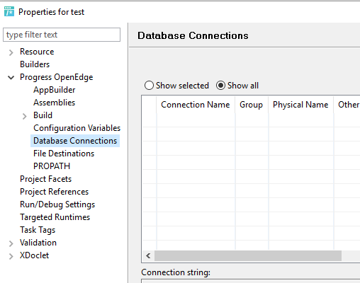 How to make a database connection for an Progress Developer Studio for OpenEdge project using ...