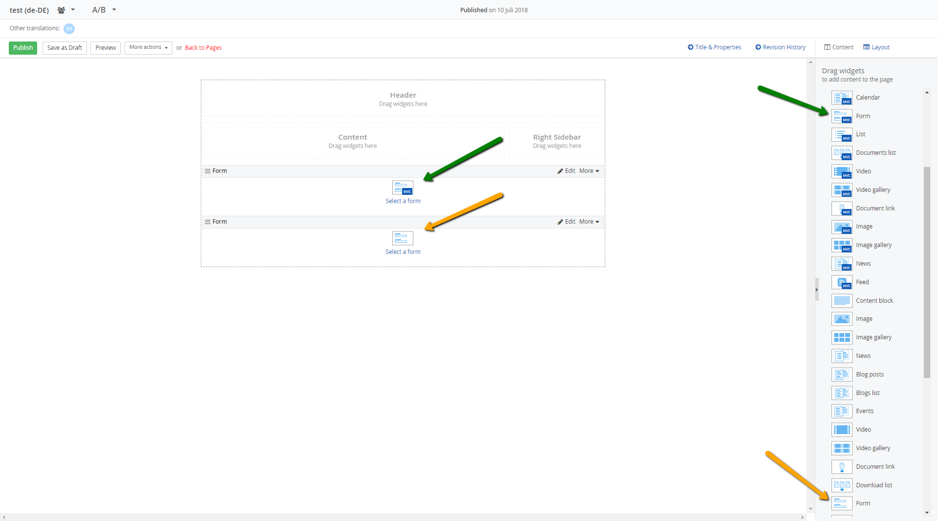 There are forms created and published but are missing in the Forms Widget - Progress Community