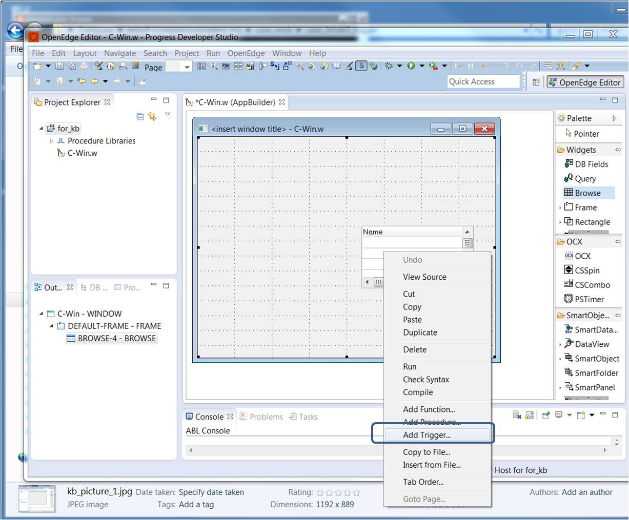 Unable to add any trigger to widgets. - Progress Community