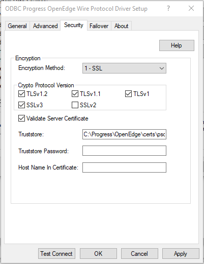 How To Use The Odbc Option Validate Server Certificate On Windows With The Built In Openedge