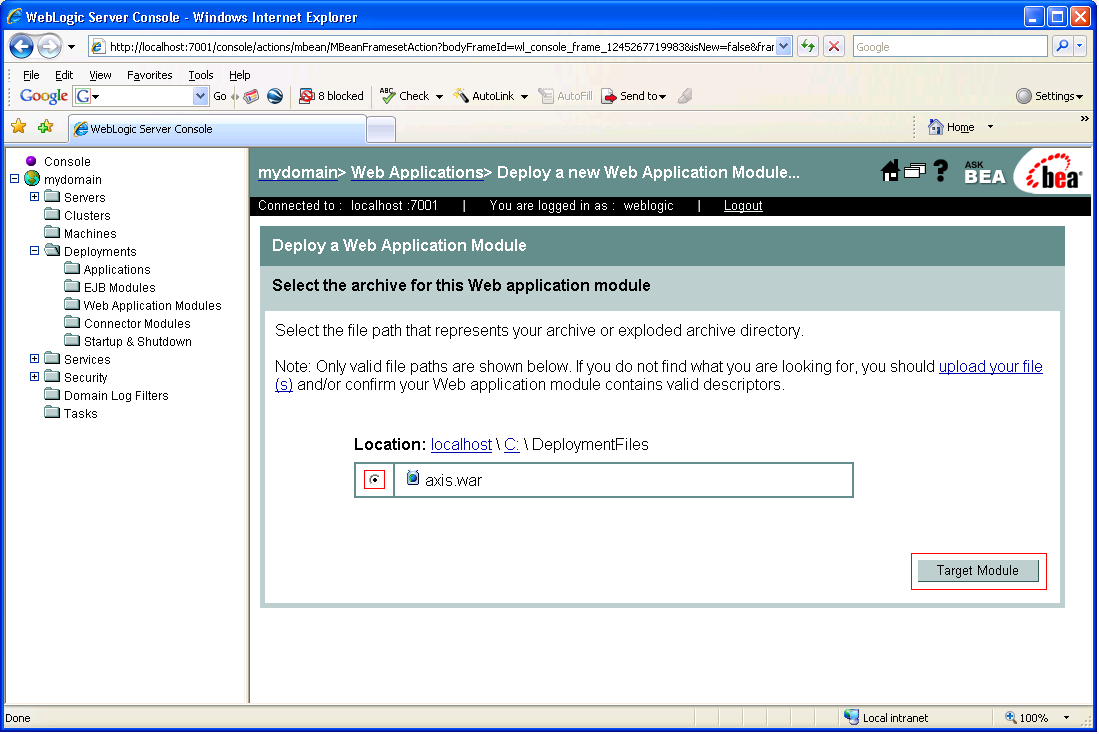 Corticon 5.x Sample WAR installation for WebLogic 8.1 - Progress Community