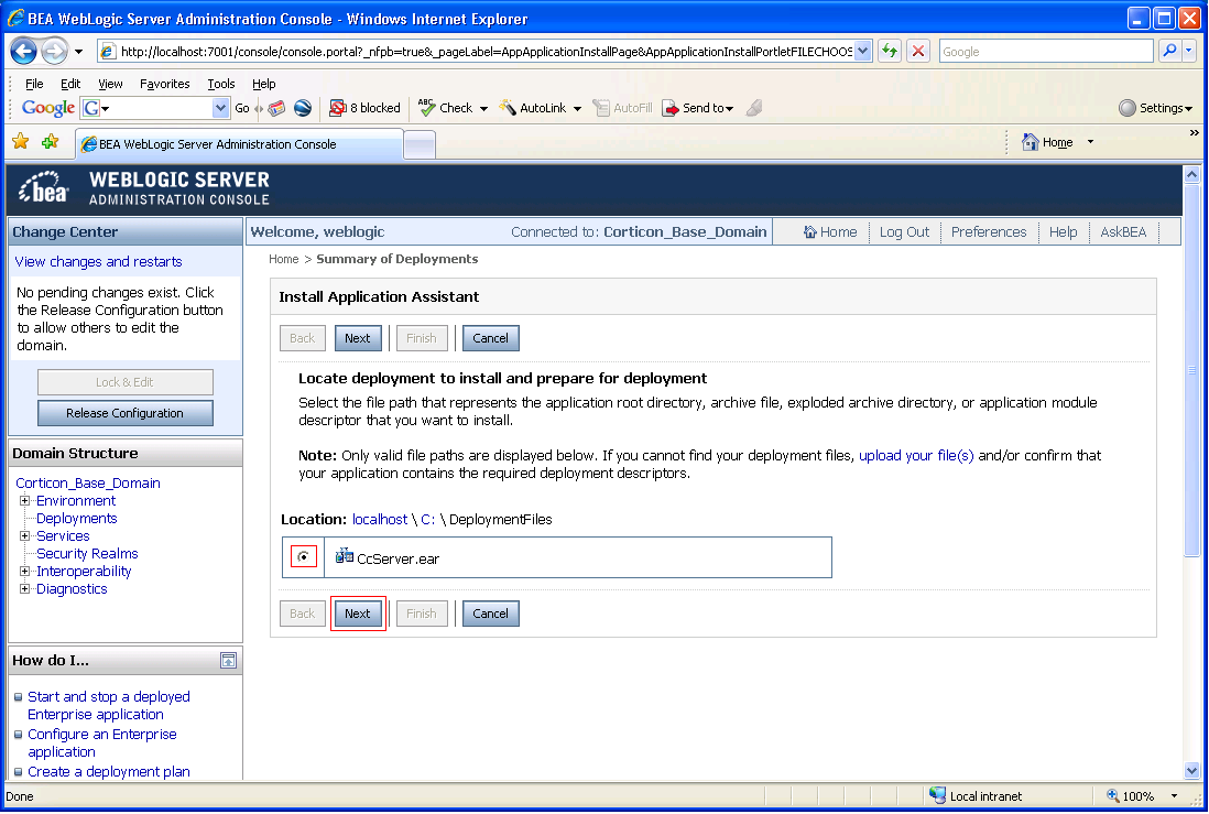 Corticon Server 5.x sample EAR installation for WebLogic 9.2 - Progress ...
