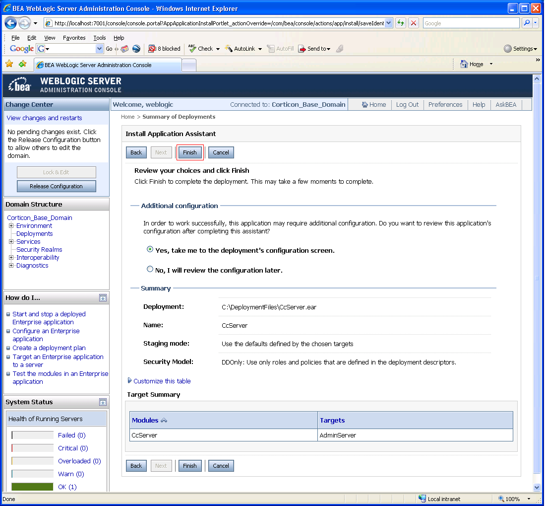 Corticon Server 5.x sample EAR installation for WebLogic 9.2 - Progress ...