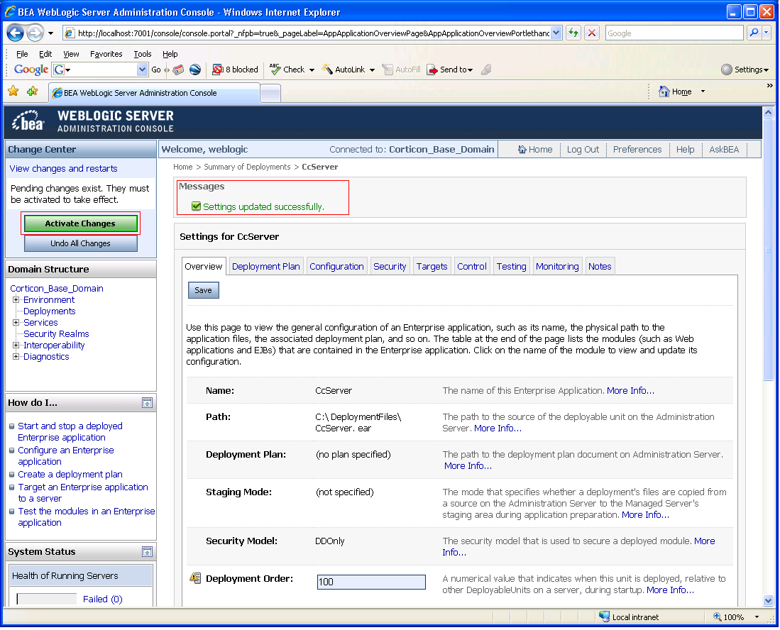 Corticon Server 5.x sample EAR installation for WebLogic 9.2 - Progress ...