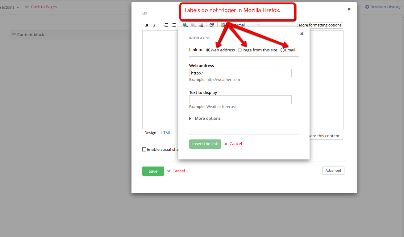 The Labels Do No Trigger When Trying To Use One Of The Options From The Hyperlink Manager In The 