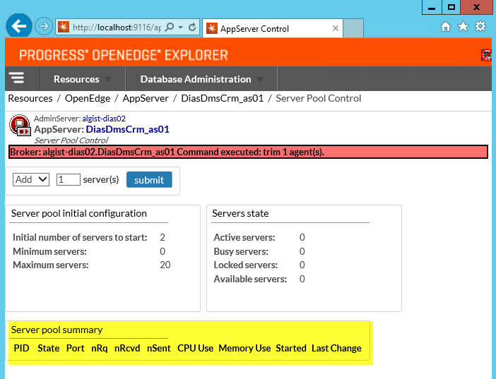 AppServer Pool Control displays no details over the agents' status - Progress Community
