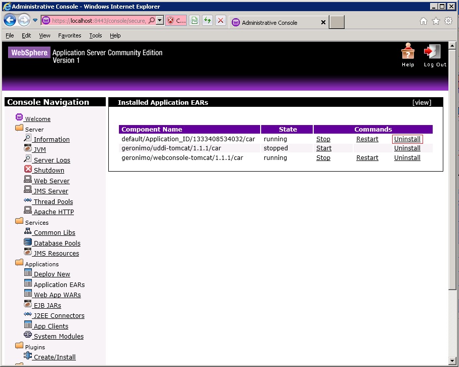 CORTICON SERVER 5.2.x SAMPLE EAR INSTALLATION FOR WEBSPHERE CE 1.1 ...