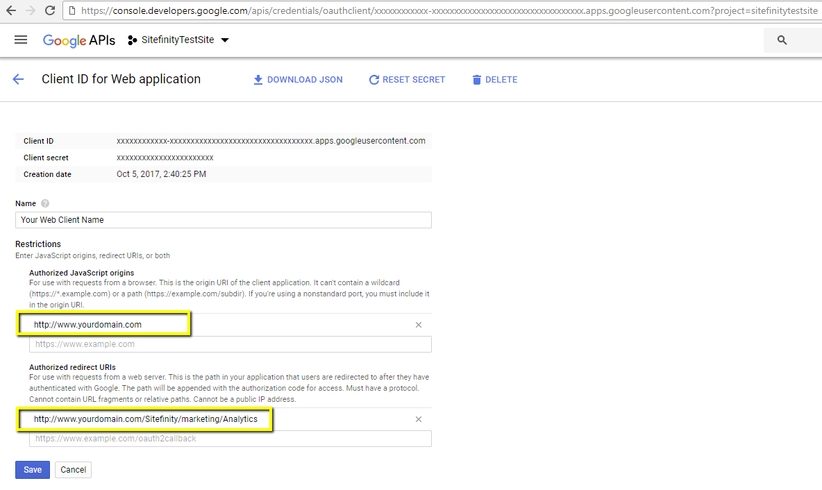 Redirect uri mismatch error when setting up Analytics - Progress Community