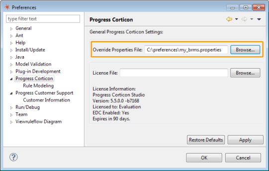 Where is the brms.properties file located in Corticon Studio? - Progress Community