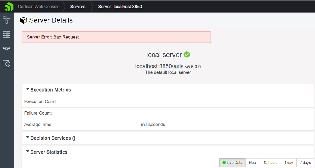 Server Error Bad Request Returned In Corticon Server Web Console