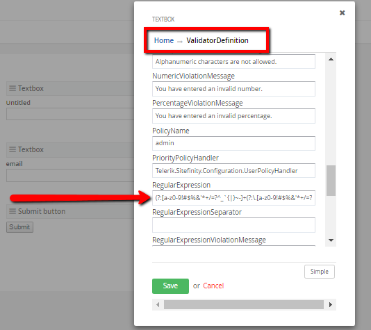 Form Emailaddress Is Validated Incorrectly Within User Input Textbox