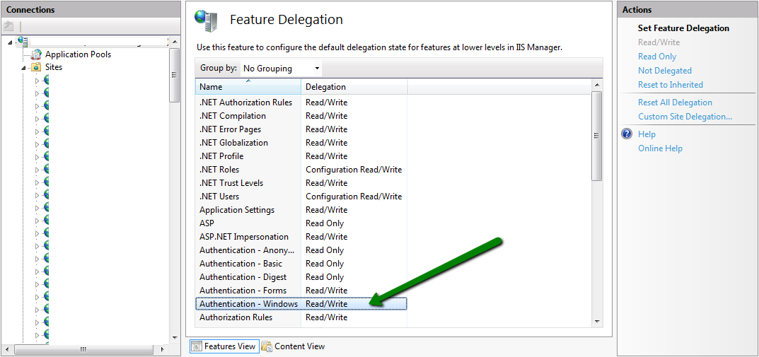 Windows Authentication This Configuration Section Cannot Be Used At This Path For Sitefinity