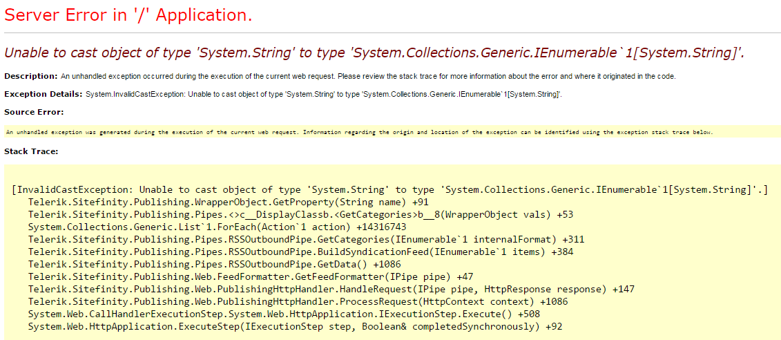 Unable To Cast Object Of Type System String To Type System Collections Generic Ienumerable`1