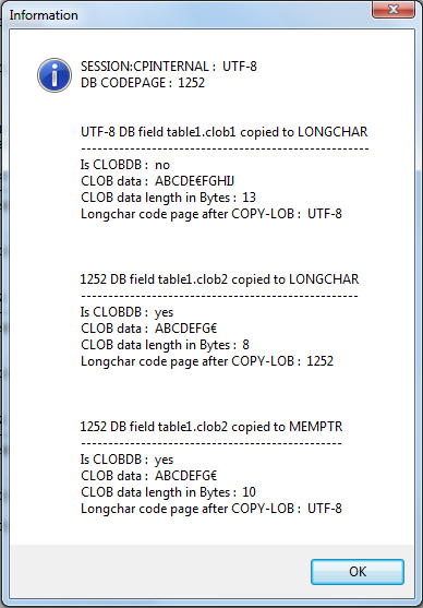 COPY-LOB database CLOB to LONGCHAR code page conversion is wrong ...