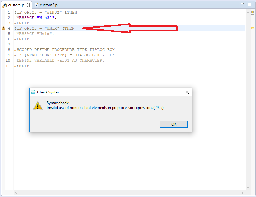 Developer Studio reports wrong line number for compiler warning 2965 - Progress Community
