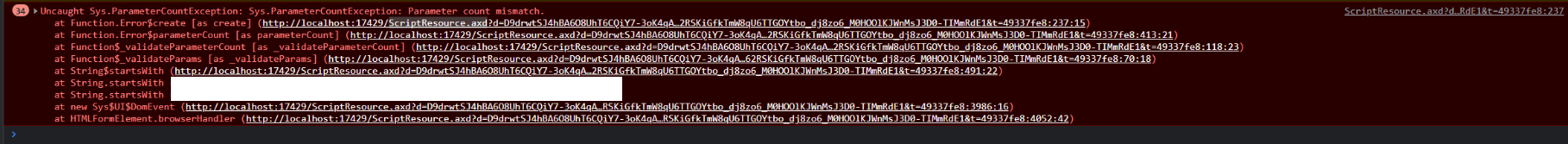 Parameter count mismatch on ScriptResource.axd - Progress Community