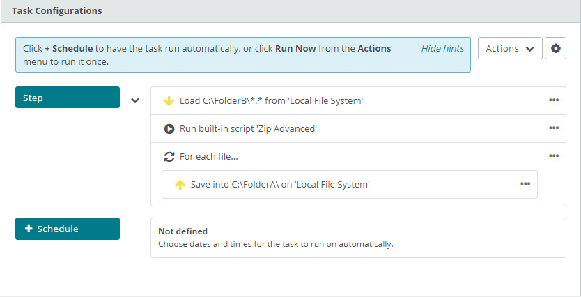 How to create a simple task to zip files using the 'Zip Advanced' built-in script - Progress ...
