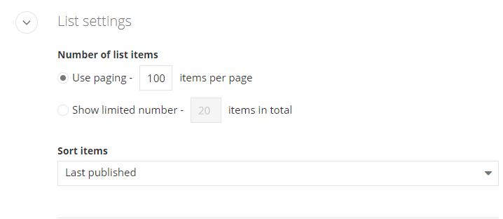 .Net Core Content List Widget - More than 100 items per page - Progress ...