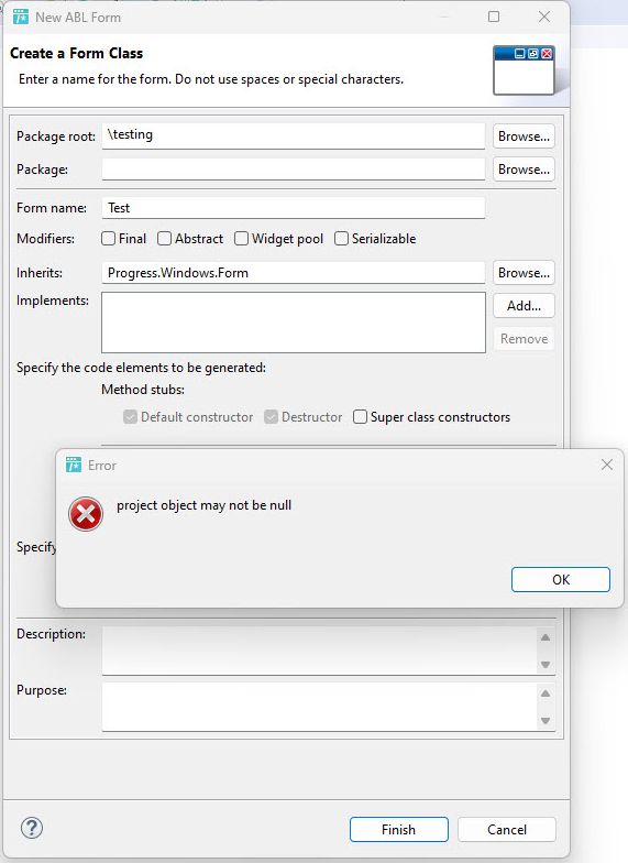 Error Project Object May Not Be Null When Creating A New Abl Form Progress Community