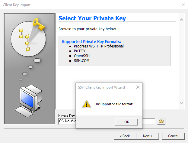 Unsupported File Format When Importing Ssh Key Into Wsftp Professional