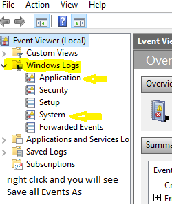 How to export or save Windows Event Viewer Logs as EVTX file - Progress Community