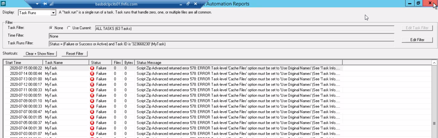 Moveit Automation Zip Advanced script: error 578: ERROR Task-level 'Cache Files' option must be ...