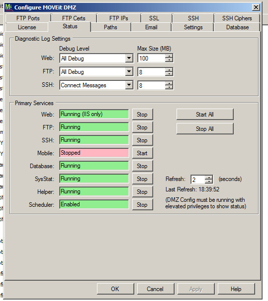 How To Check Whether The Moveit Transfer Or Automation Services Are