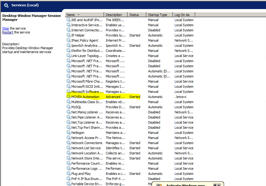 How To Check Whether The Moveit Transfer Or Automation Services Are