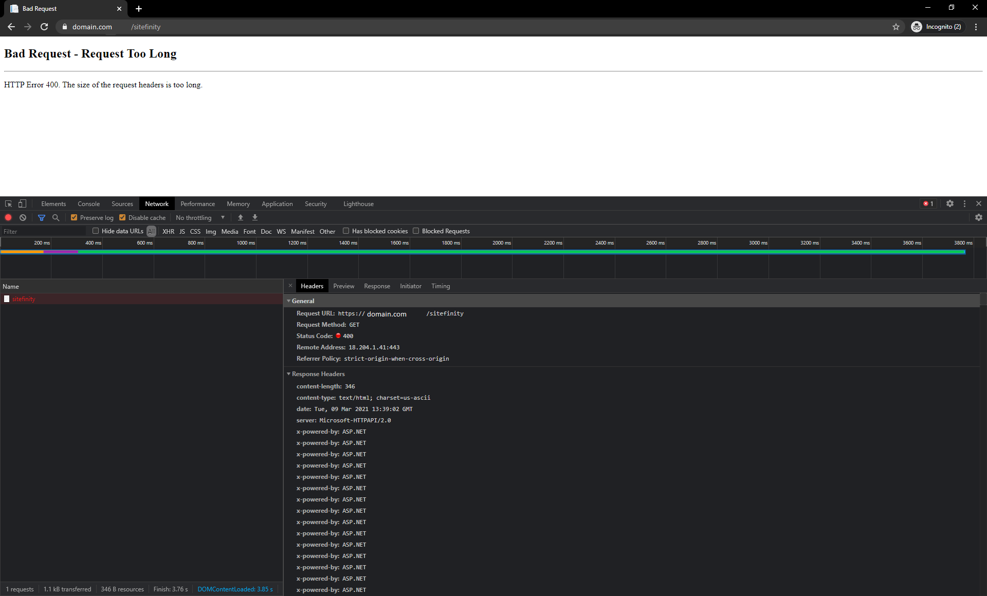 .NET core renderer error - Request Too Long - Progress Community