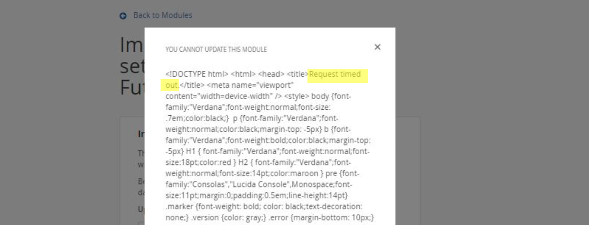 Timeout Error Is Thrown While Importing New Or Existing Module Progress Community