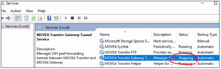 MOVEit Transfer - Gateway Tunnel Service Issue (Windows could not stop ...
