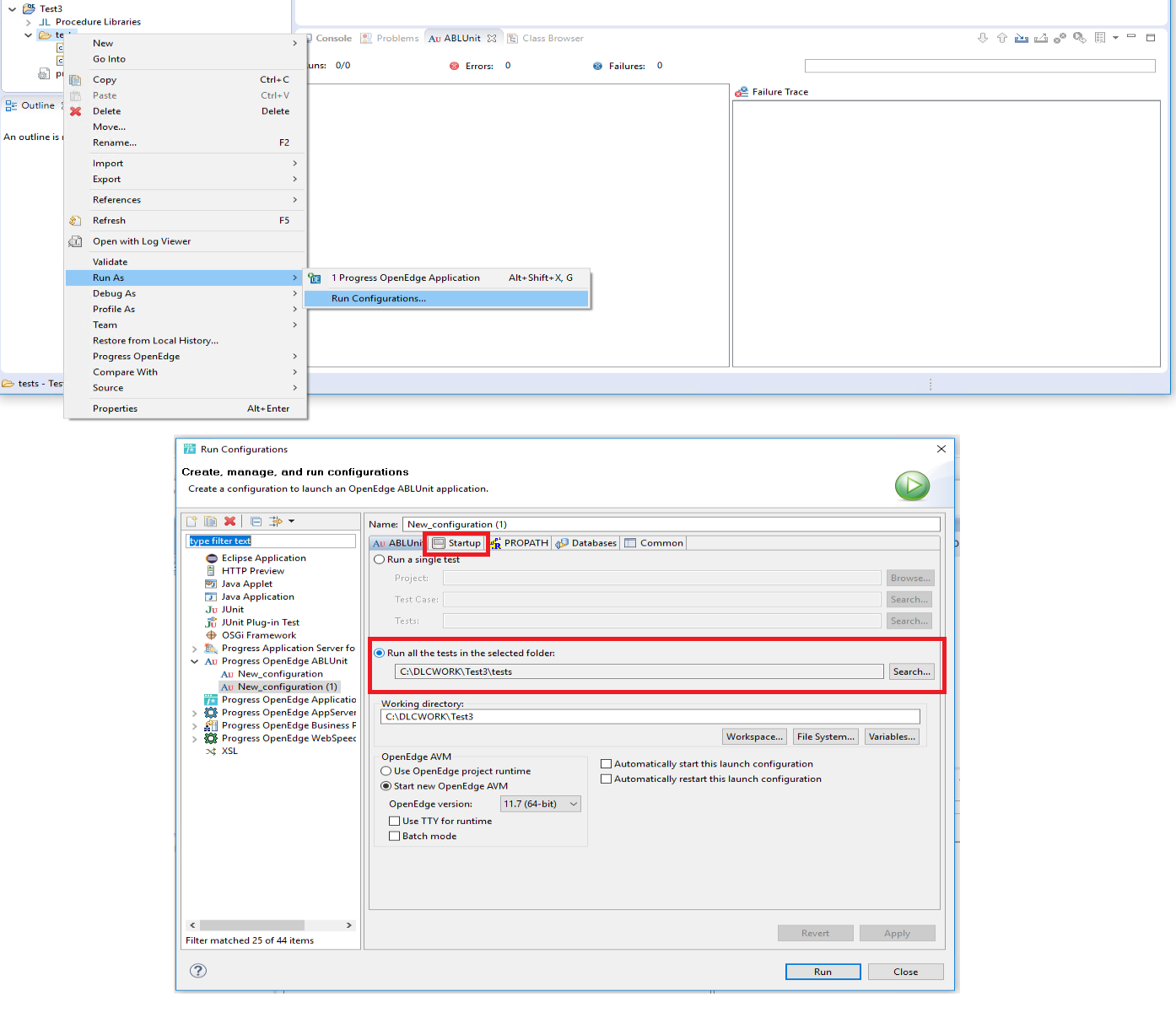 How to apply .ini startup file for all ABLUnit tests - Progress Community