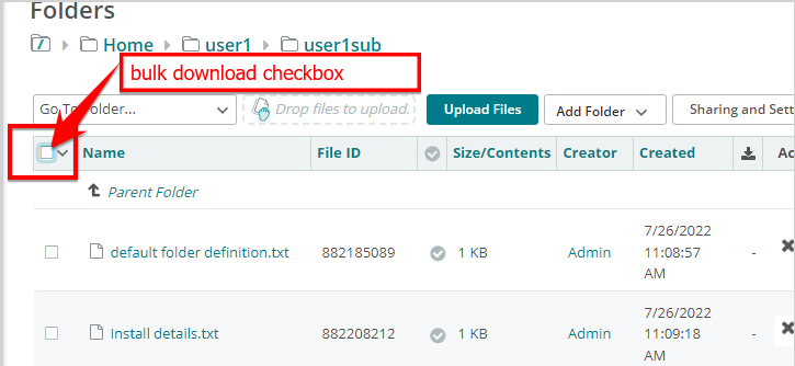 Bulk download checkbox is missing from a folder - Progress Community