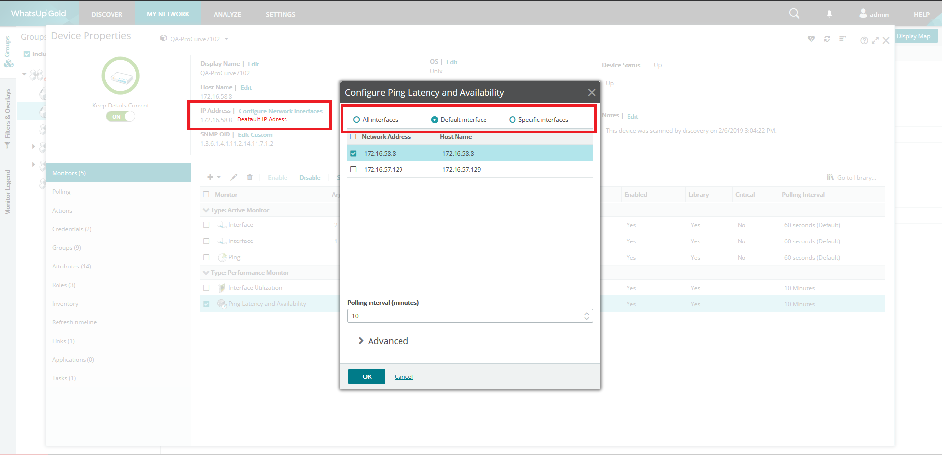 Configuring the Ping Latency and Availability Performance Monitor on a ...