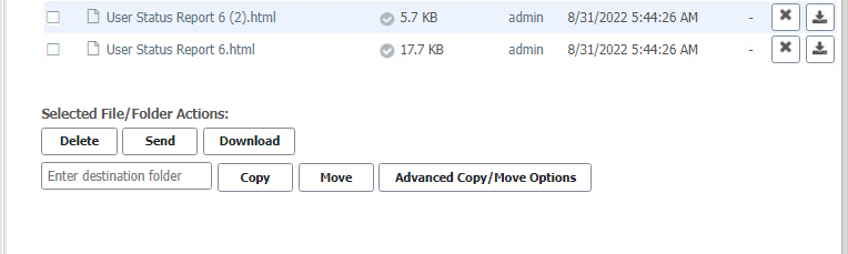 Missing the DELETE, DOWNLOAD, SEND, COPY MOVE and ADVANCED COPY/MOVE ...