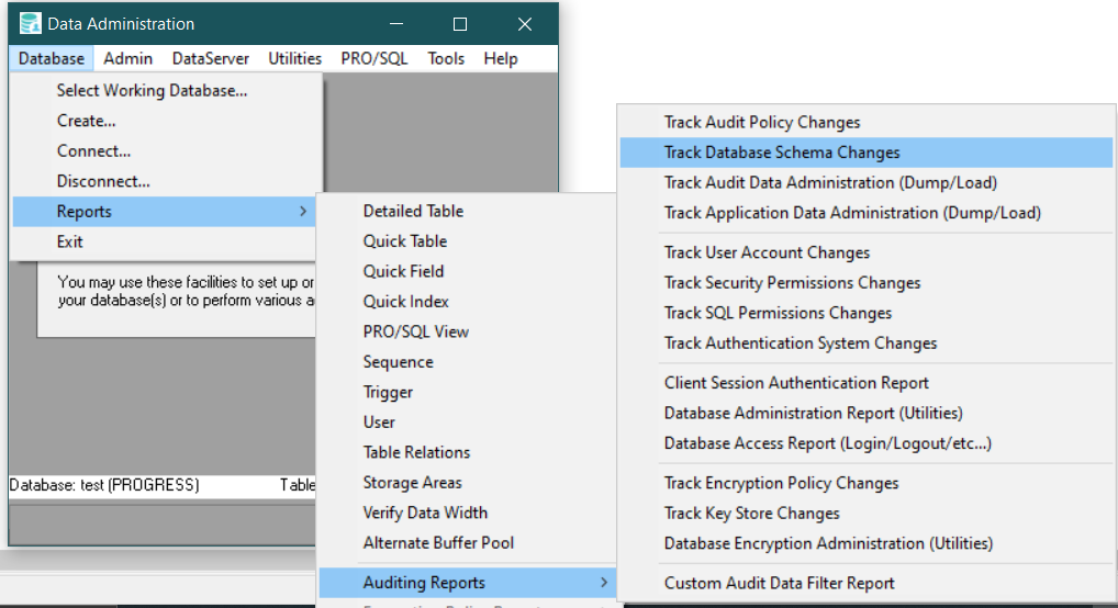 How to track the schema schema changes made to the database using auditing feature? - Progress ...