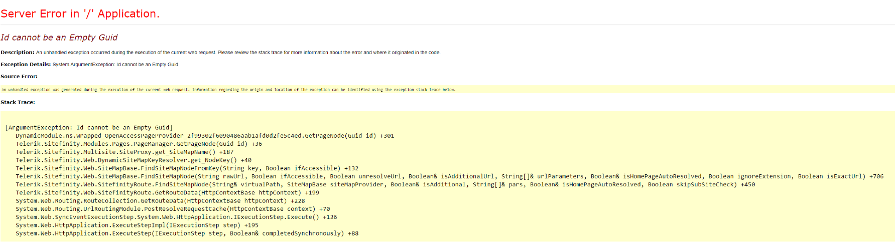 Sitefinity Id cannot be an empty Guid - Progress Community