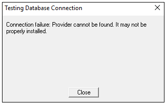 MIA - Database Connection Error (Connection Failure: Provider cannot be ...