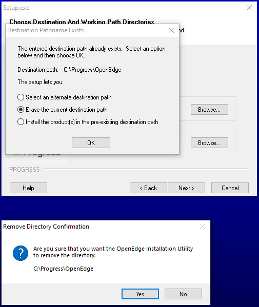 OpenEdge reinstallation fails due to READ ONLY *.wbt files after initially cancelling the ...