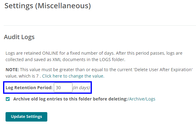 Where is the audit log retention period set in Transfer? - Progress ...
